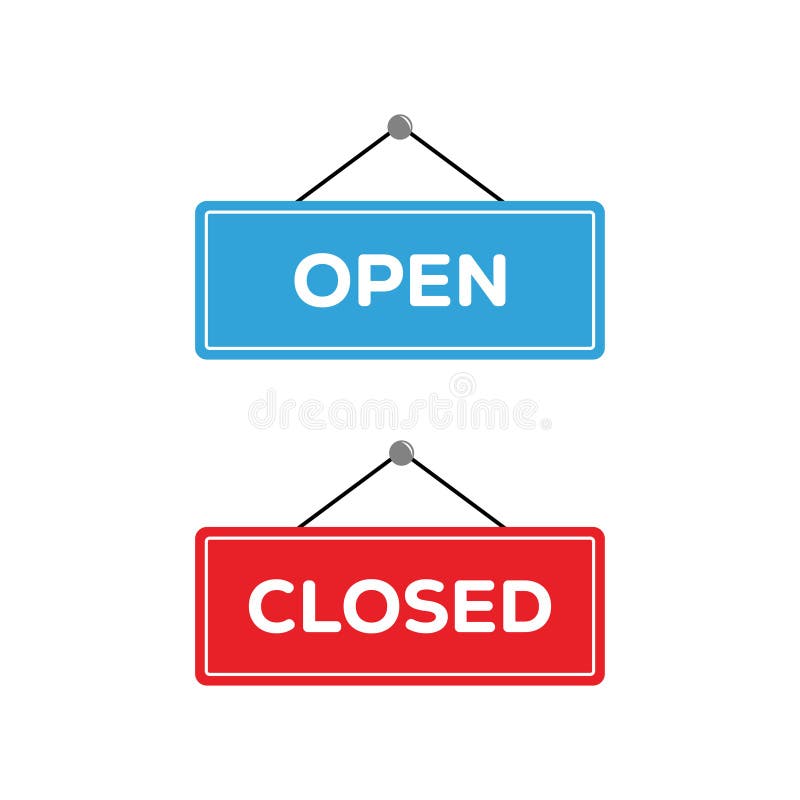 Open and Closed Signs Vector. Open Closed Door Sign Stock Illustration ...