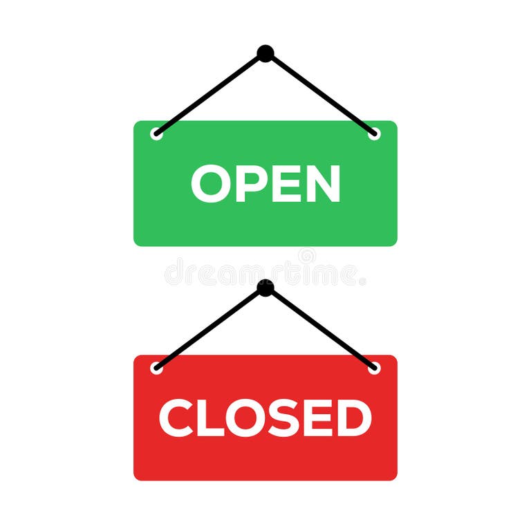 Open and Closed Store Sign Board Hanging Plate. Stock Vector ...