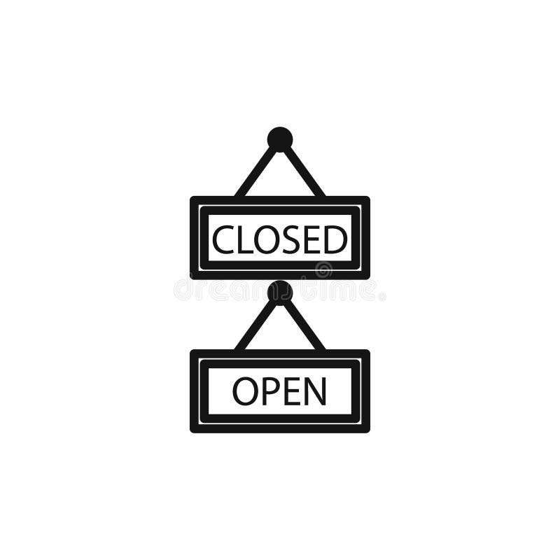 Open and Closed Thin Line Sign Set Stock Vector - Illustration of ...
