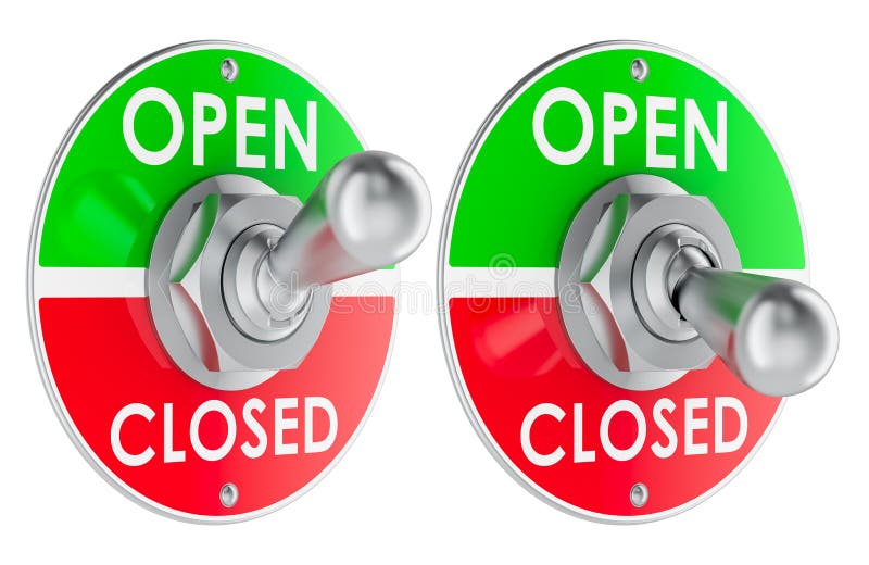 Open and Closed Toggle Switches, 3D Rendering Stock Illustration ...