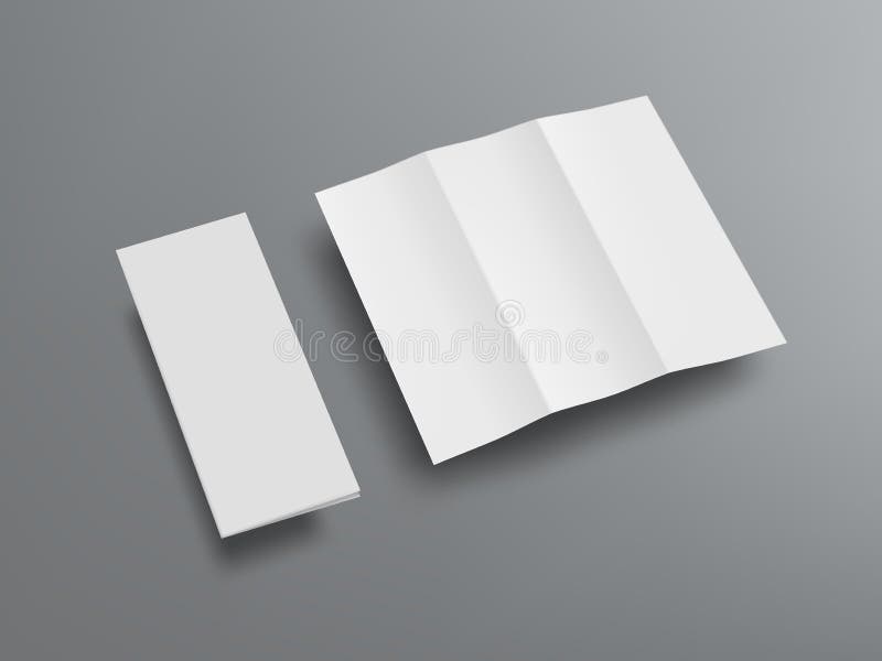 Closed A4 Trifold Blank White Paper Brochure Template. Folding Leaflet ...