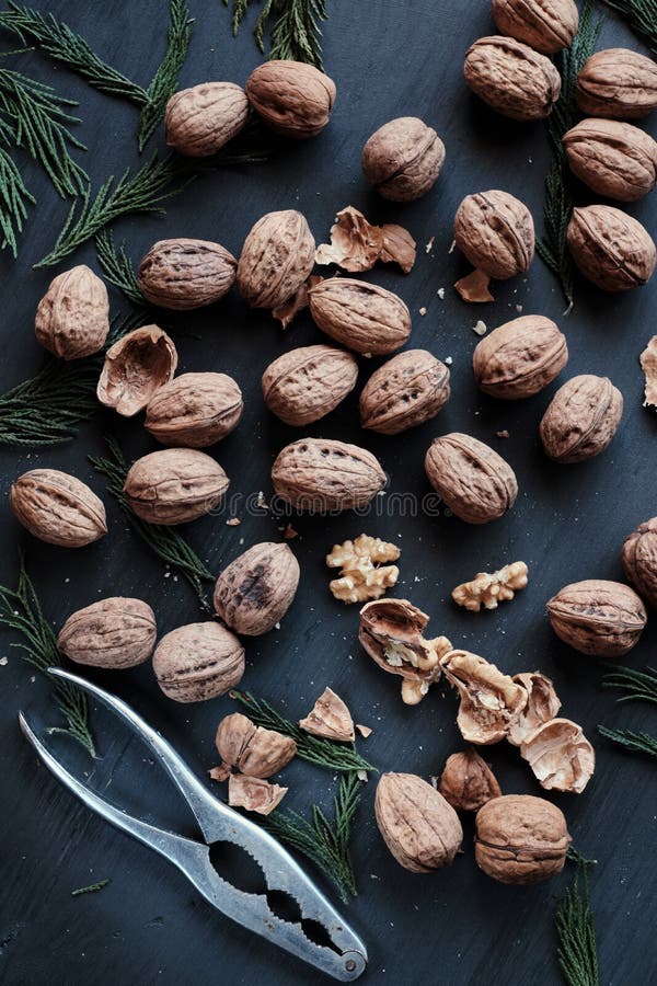 Open and Closed Walnuts with Nutcrackers Stock Image - Image of broken ...