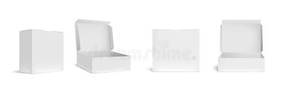 Open and Closed White Box Mockup. Opened Packaging Boxes, Empty ...