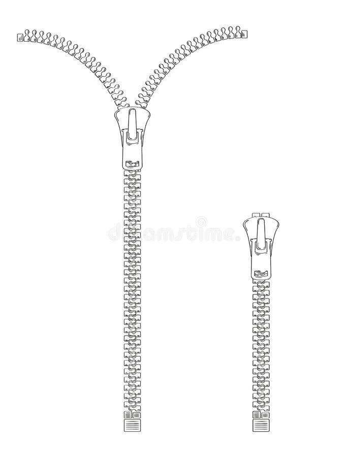 Open and closed zipper stock illustration. Illustration of black ...
