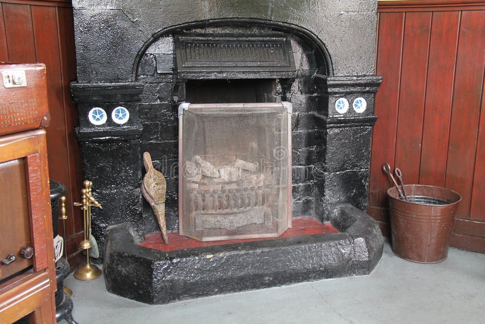 Open Coal Fireplace. stock image. Image of place, fireplace - 159548689