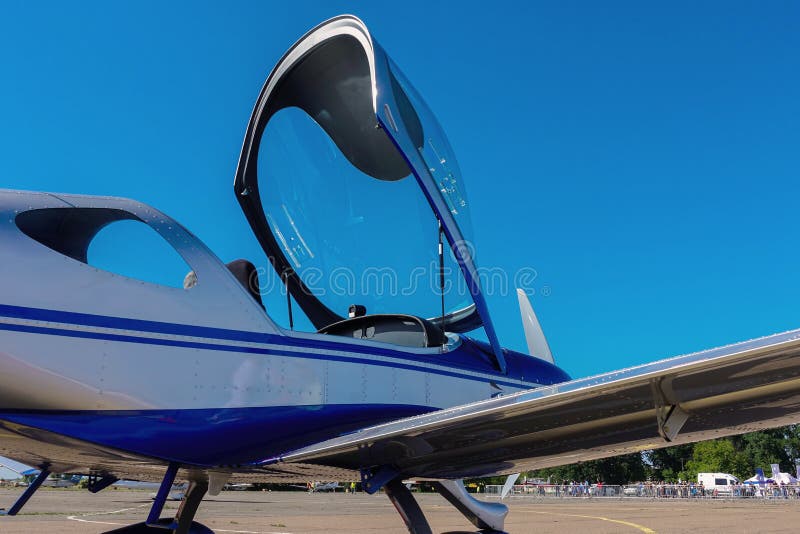 Open Cockpit of a Light Aircraft Against the Sky Stock Photo - Image of ...