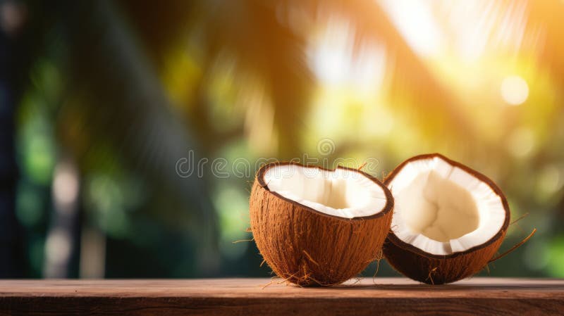 Coconut Exotic Nourishment on Horizontal Blur Background. Stock ...