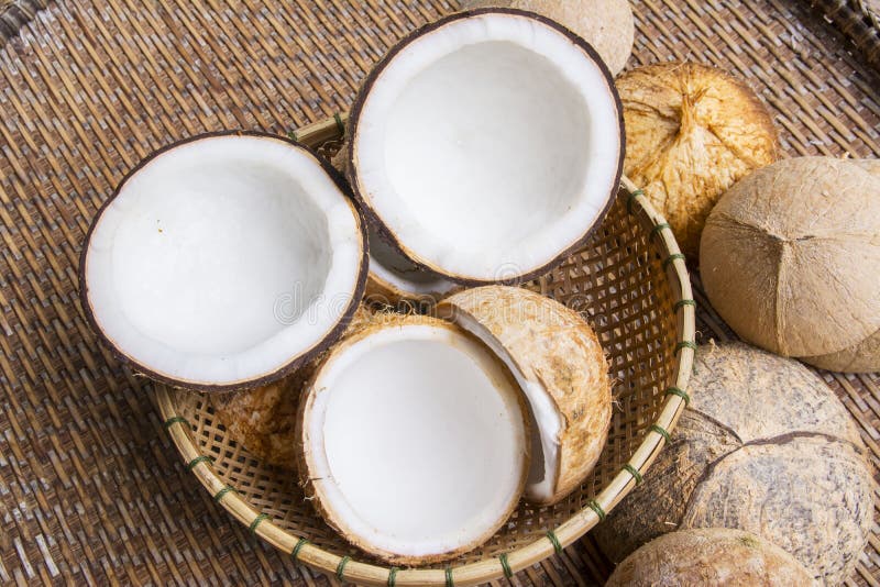 Open Coconut with Coconut Peel Stock Image - Image of fresh, peels ...