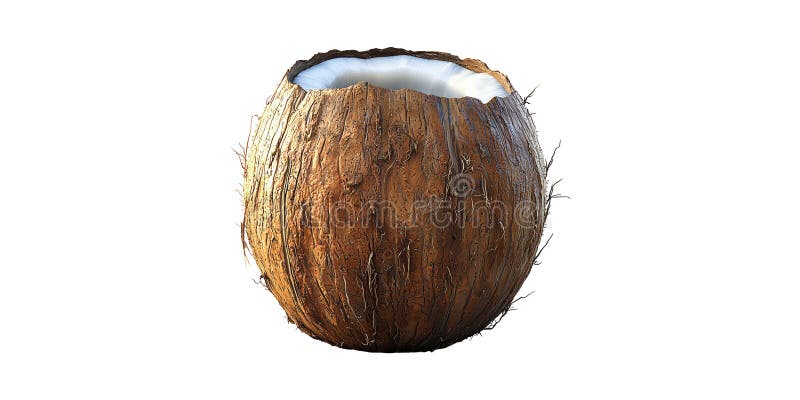 Open Coconut Shell with Flesh. Tropical Fruit and Culinary Ingredient ...