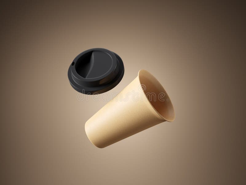 Open Coffee Cup with Plastic Top on the Brown Stock Photo - Image of ...