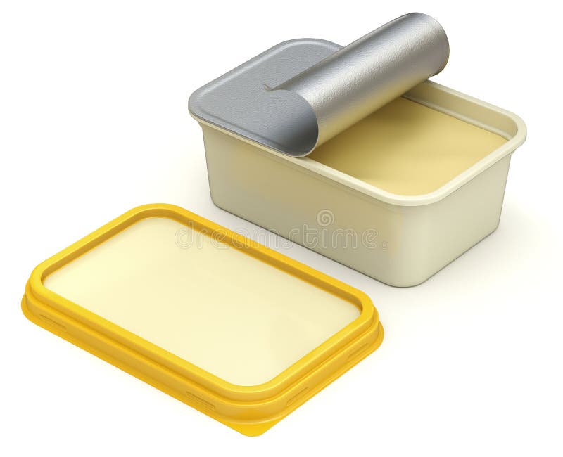 Open Colored Margarine Box Mockup with Empty Surface and Lid Stock ...