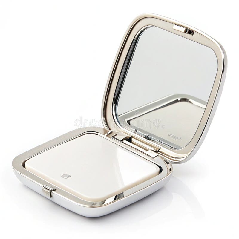Open Compact with Mirror Isolated on White Background Stock ...