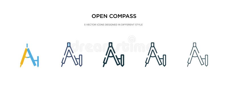 Open Compass Icon in Different Style Vector Illustration. Two Colored ...
