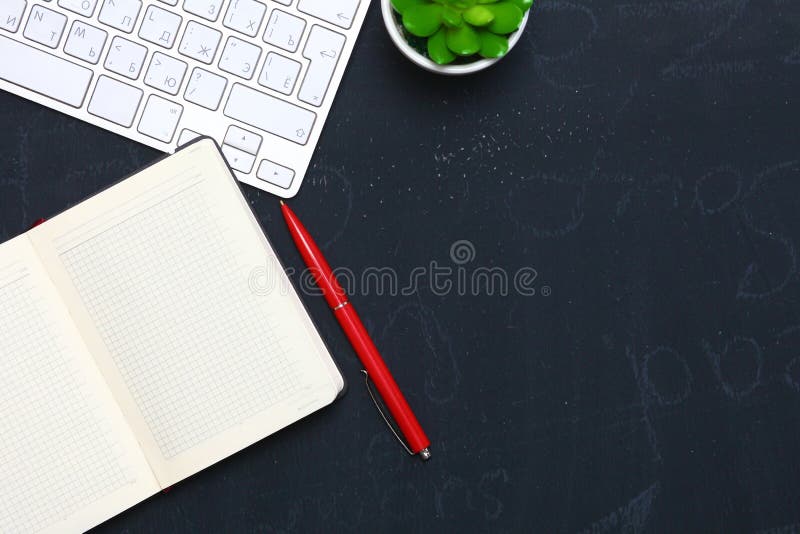 Open daily, a Computer on the Desktop in the Office Stock Photo - Image ...