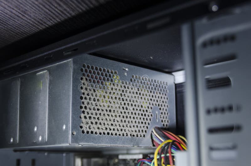 Open Computer Power Supply Unit with Dust Stock Photo - Image of plate ...