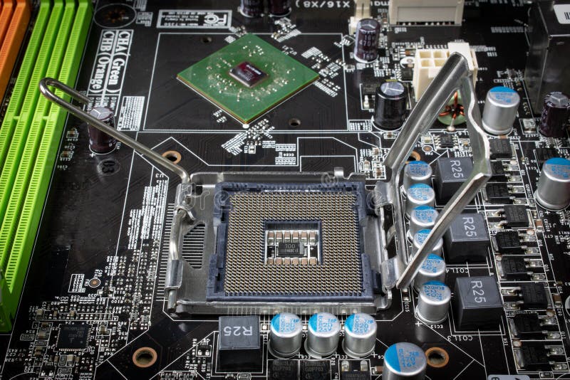 Open Computer Processor Socket Stock Photo - Image of computer ...