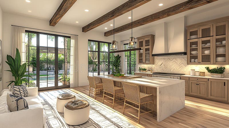 Open-concept Kitchen with a Seamless Indoor-outdoor Flow. Rustic ...