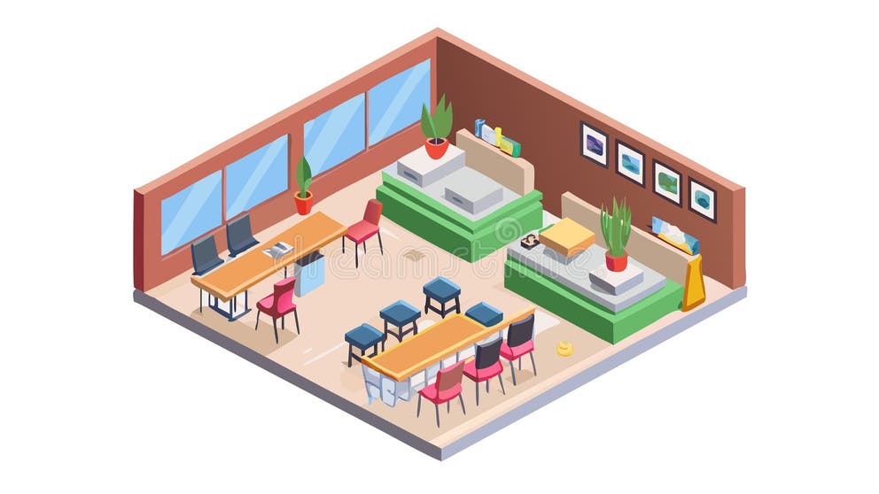 Open-Concept Kitchen with Table, Isometric Home Design, Vector Design Generative AI Stock Vector ...
