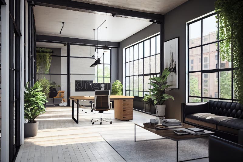 Open-concept Office, with Large Windows and Natural Light, for a Modern ...