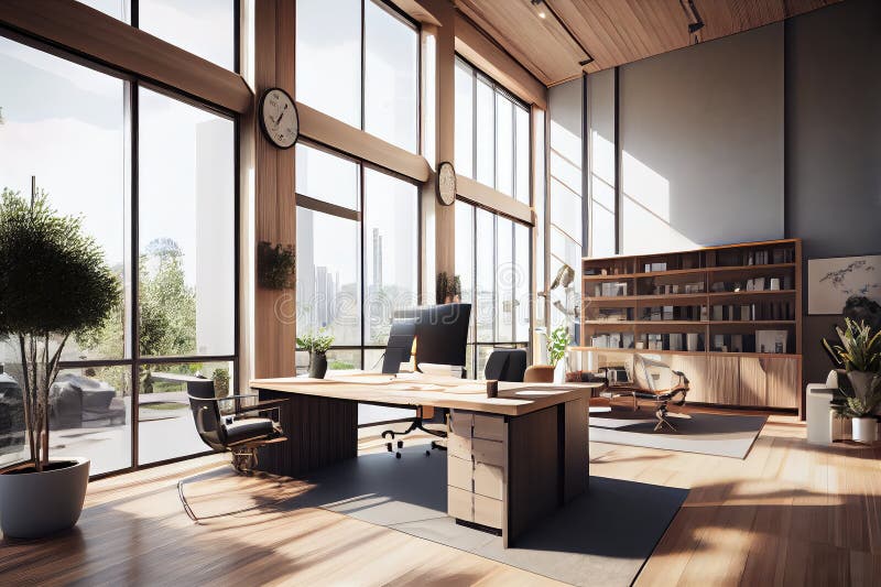 Open-concept Office with Large Windows and Natural Light, Providing a ...