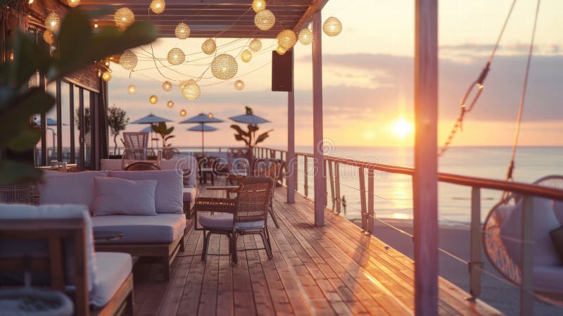 Open-concept Rooftop Cafe with a Cozy Modern Interior and Stylish Decor ...