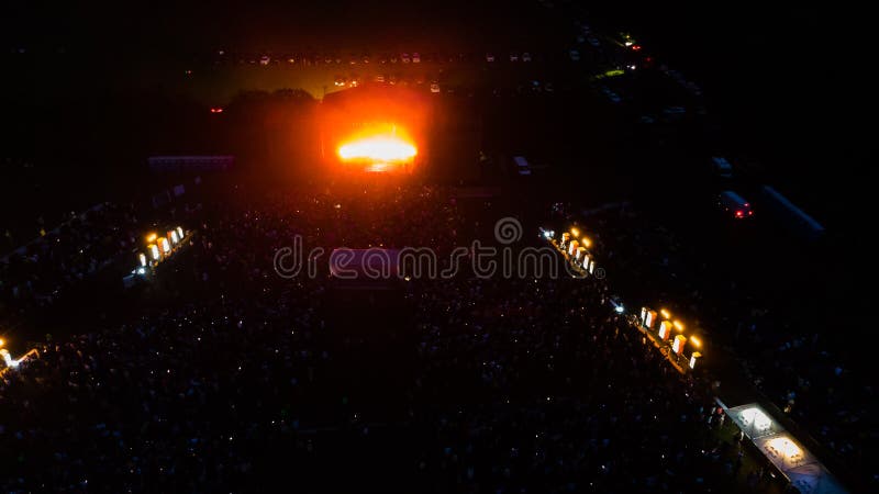 Open Concert in the Field at Night Stock Image - Image of essential ...