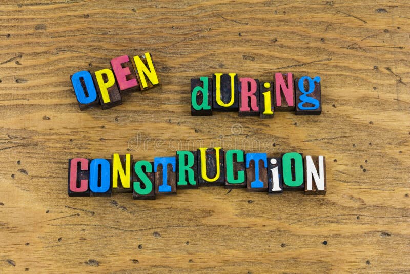 Open during Construction Danger Stock Photo - Image of wood, sign ...