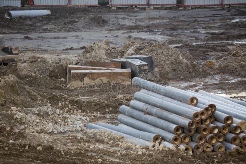 Open Construction Work Site with Heavy Machinery Equipment Construction ...