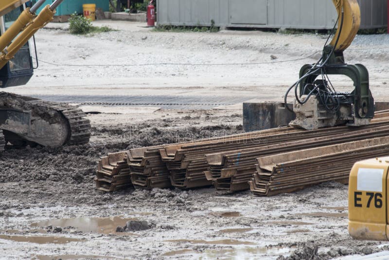Open Construction Work Site with Heavy Machinery Equipment Construction ...