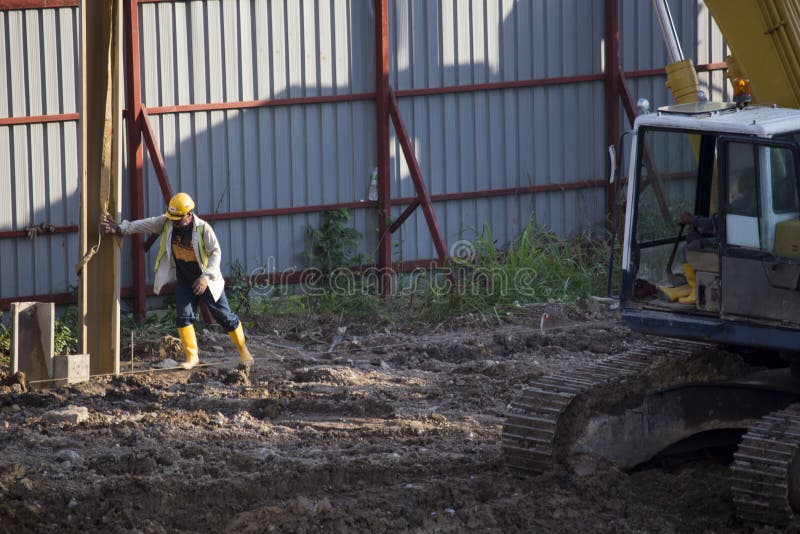 Open Construction Work Site with Heavy Machinery Equipment Construction ...
