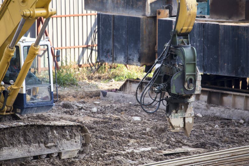 Open Construction Work Site with Heavy Machinery Equipment Construction ...