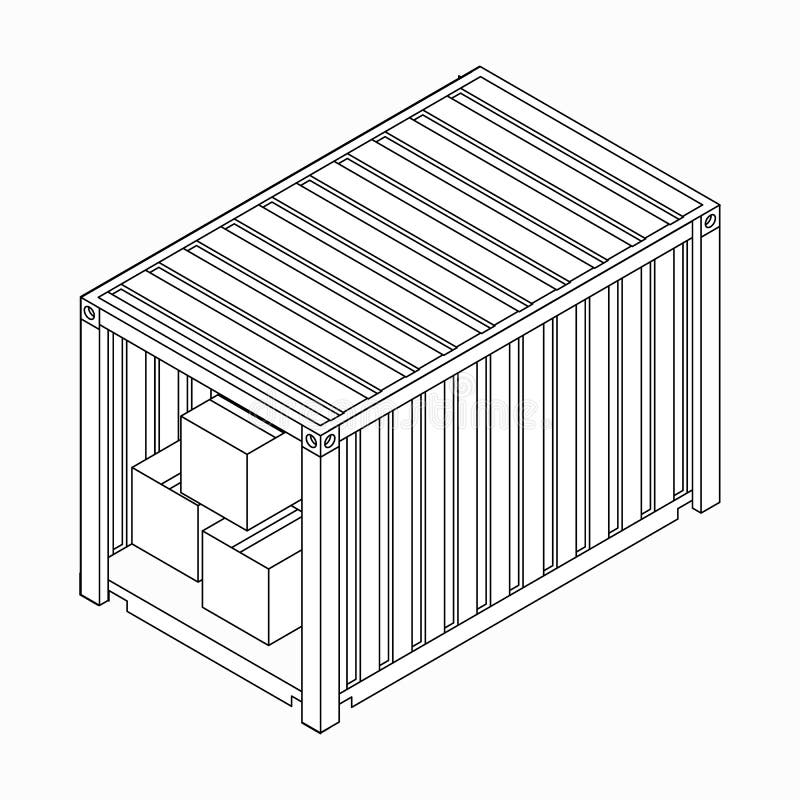 Open Container with Boxes Icon, Isometric 3d Style Stock Illustration ...