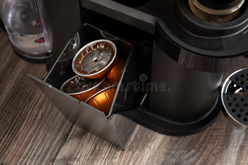 Open Container for Used Coffee Capsules in a Coffee Machine. Selective ...