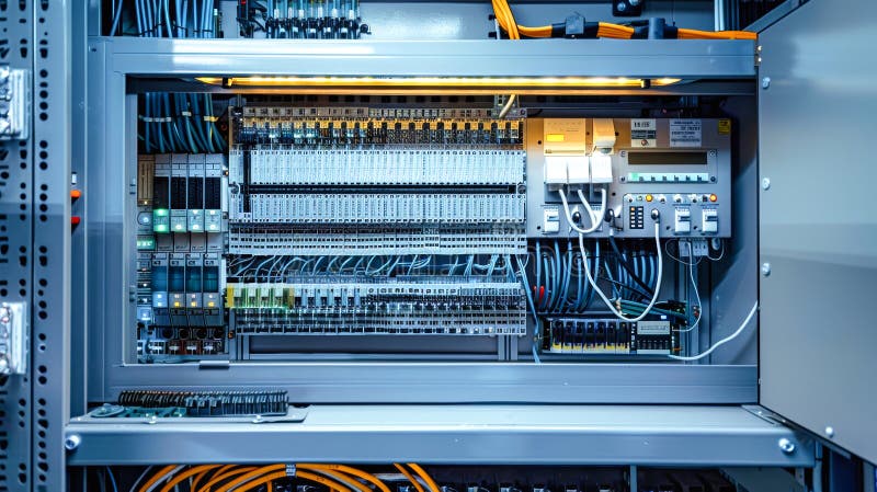 An Open Control Cabinet Reveals an Organized Array of Wires and ...