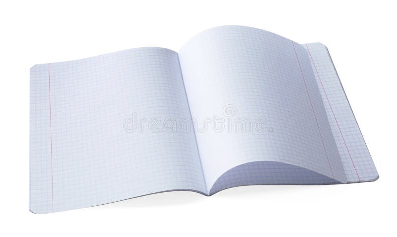 Open Copybook with Checkered Sheets of Paper on White Background Stock ...