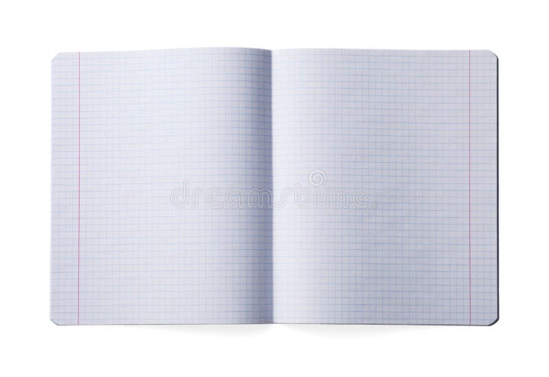Open Copybook with Checkered Sheets of Paper on White Background, Top ...