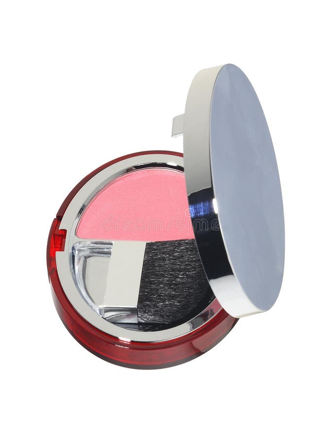 Dry Pink Blush in Round Blue Casket Isolated on White Stock Image ...