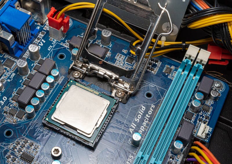 Motherboard Socket Memory Chips on the Motherboard Stock Image - Image ...