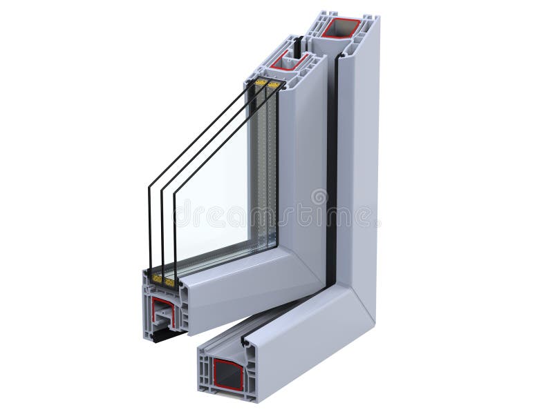 Open Ñ ross Section through a Window PVC Profile. 3D Render, Isolated ...