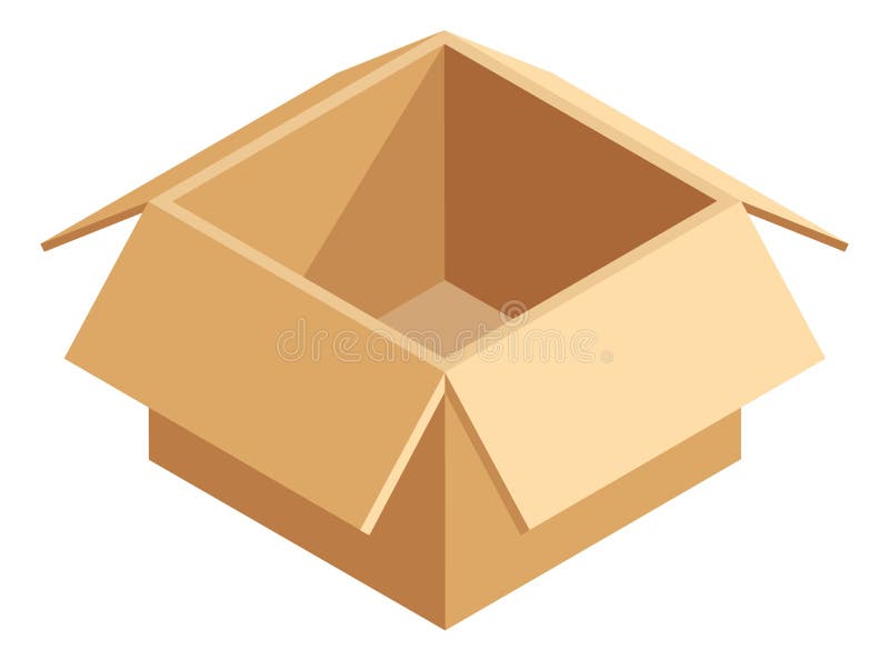 Open Cube Box. Isometric Cardboard Parcel Package Stock Illustration ...