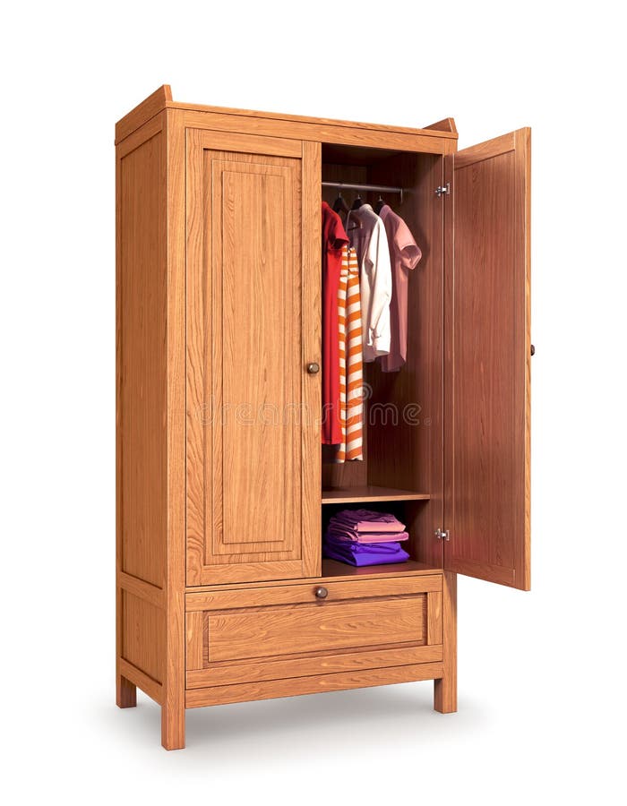 Open cupboard. Wardrobe stock image. Image of trousers - 119748587
