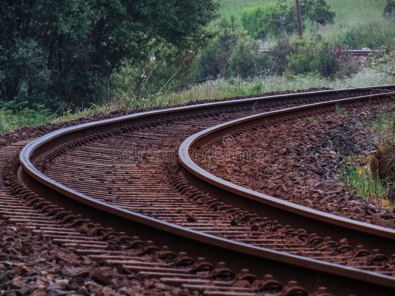 The train tracks stock image. Image of voyage, locomotive - 117908433