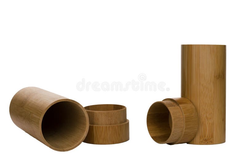 Open Cylindrical Box Made of Bamboo Sawn from Different Angles Stock ...