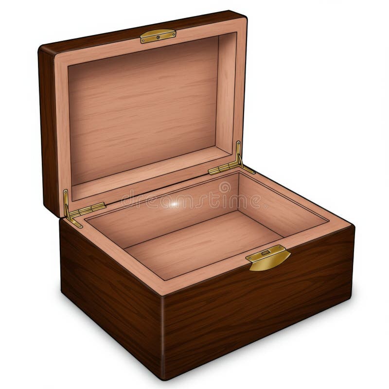 Open Dark Brown Wooden Box with Gold Clasps Stock Illustration ...