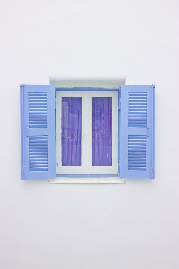 Open Dark Violet Window on White Wall. Stock Image - Image of stylish ...