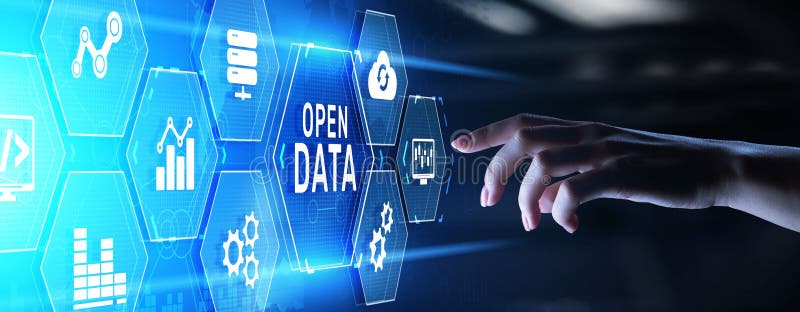 Open Data Technology Concept on Virtual Screen Stock Illustration ...
