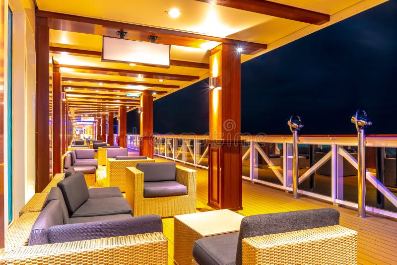 Open Deck Lounge Area on Cruise Ship Stock Image - Image of design ...