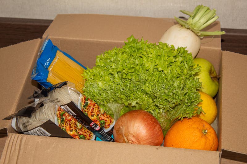 Open Delivery Box for Donations, Aid To the Poor, Side View Stock Image ...