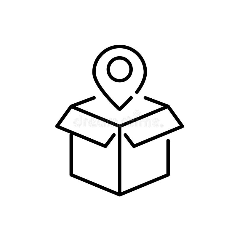Open Delivery Box with Map Pointer. Delivery or Pick-up Address Stock ...