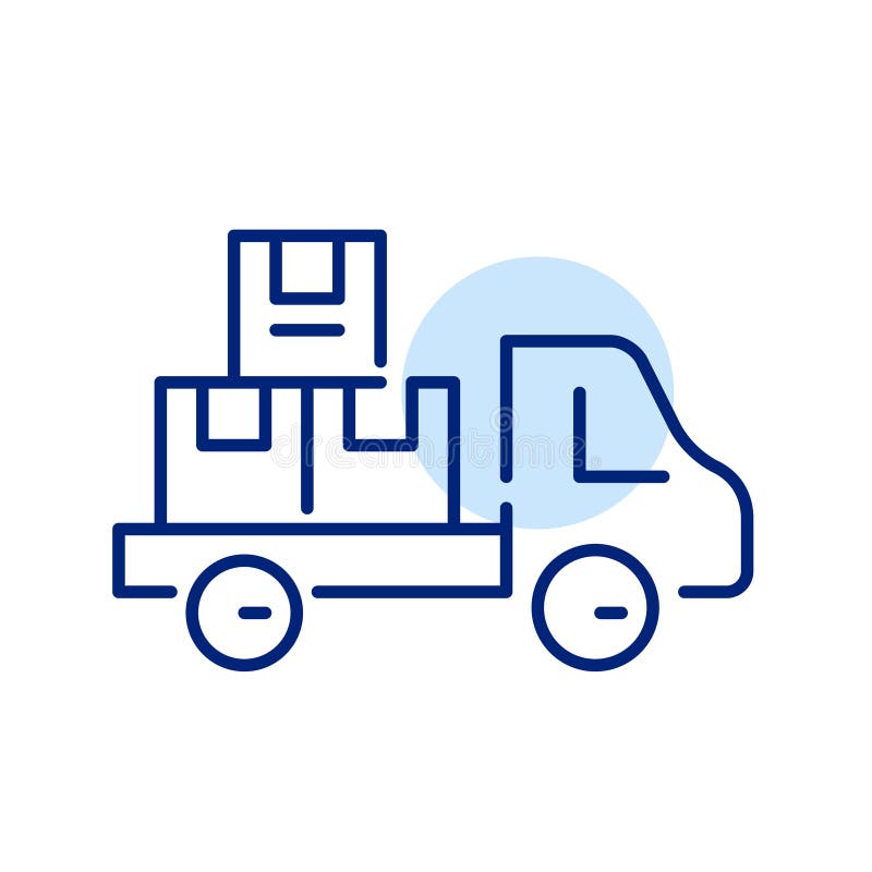 Open Delivery Truck with Stack of Parcels. Pixel Perfect Icon Stock ...
